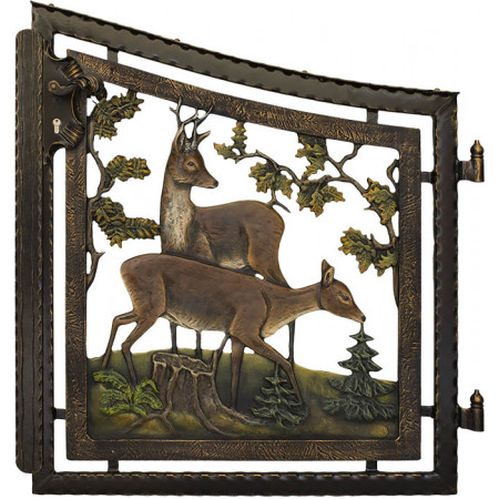 Individuelles, nach Maß gefertigtes Gartentor, mit Motiv Hirsch und Reh ...